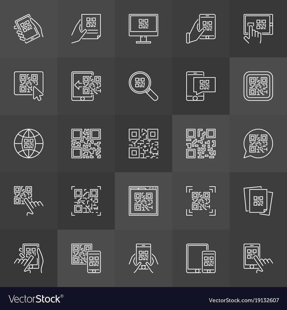 Qr code outline icons - set of scan codes Vector Image