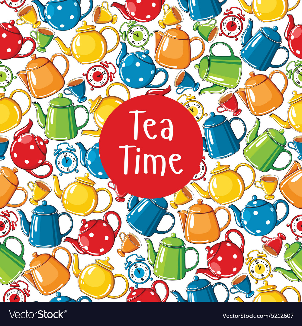 Seamless pattern tea time Royalty Free Vector Image