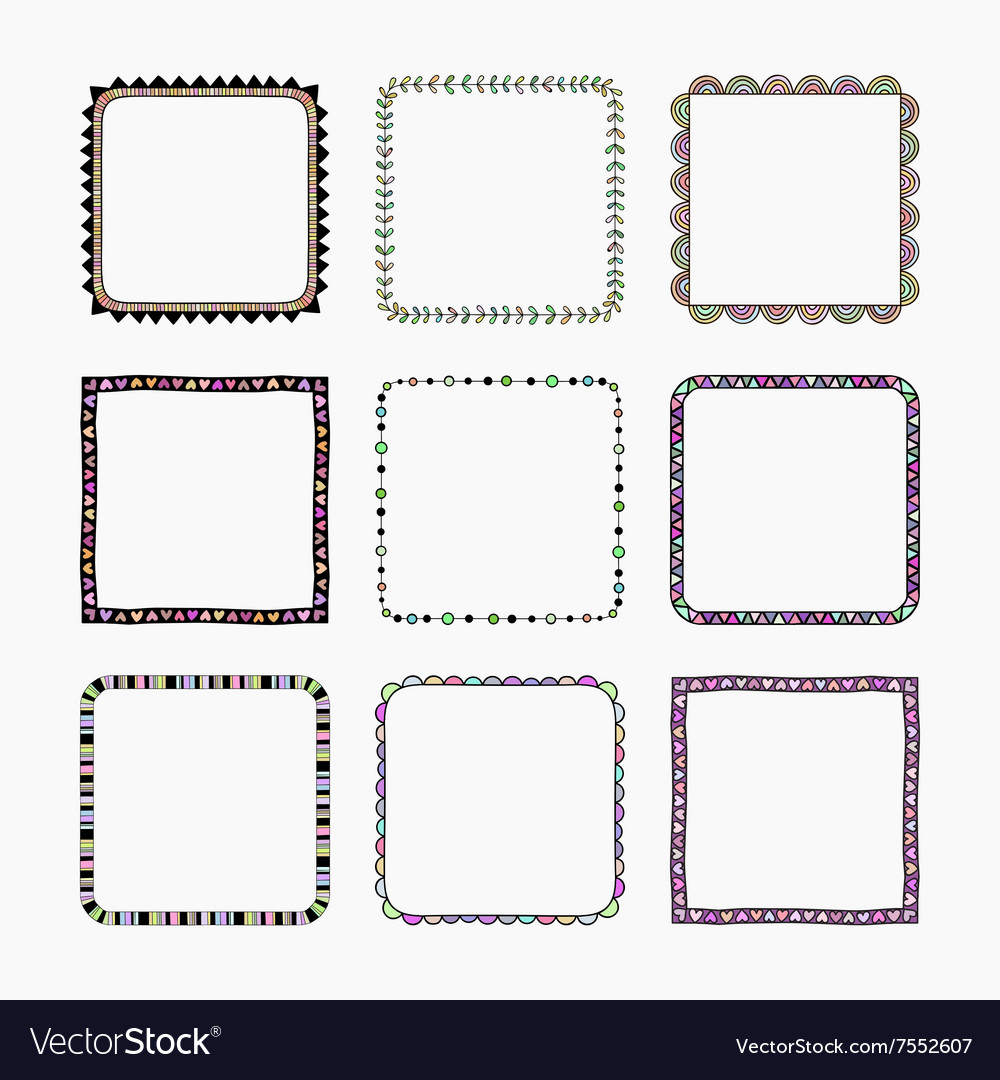 Set nine frames Royalty Free Vector Image - VectorStock