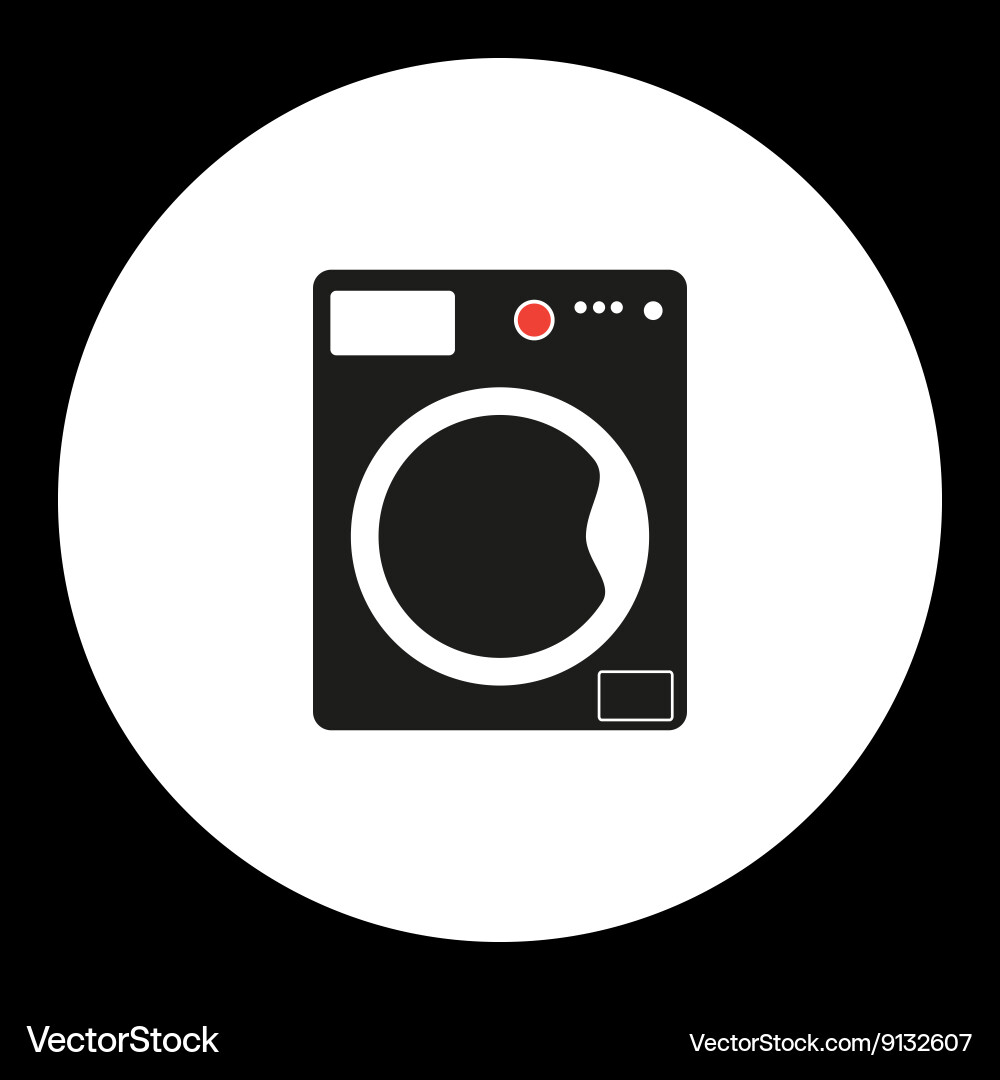 Washing machine simple isolated black and red icon