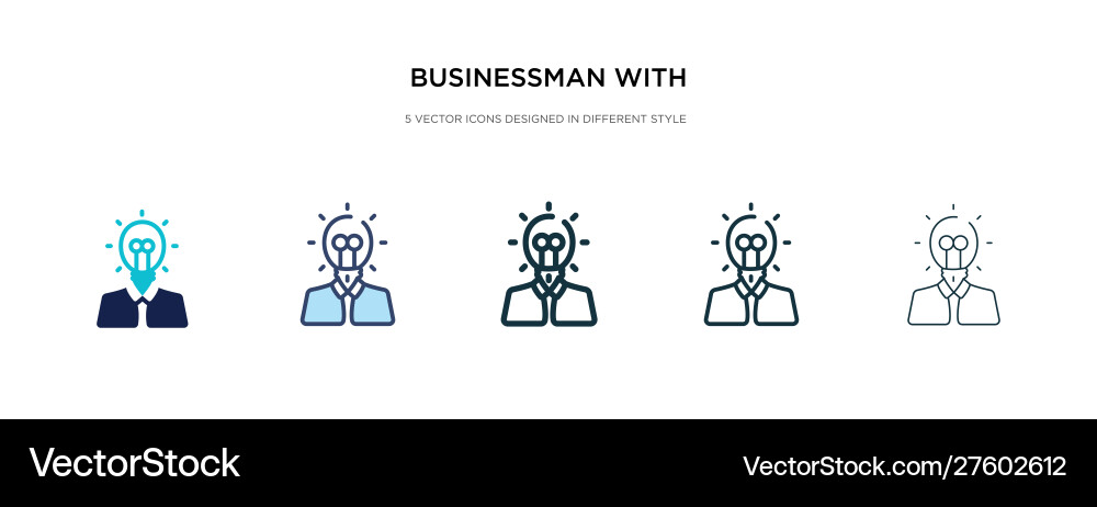 Businessman with an idea icon in different style Vector Image