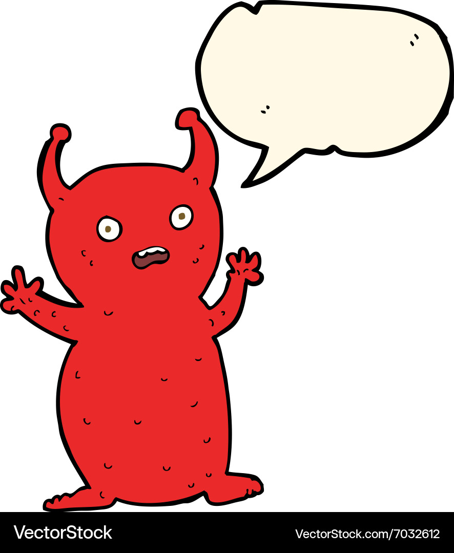 Cartoon funny little alien with speech bubble Vector Image