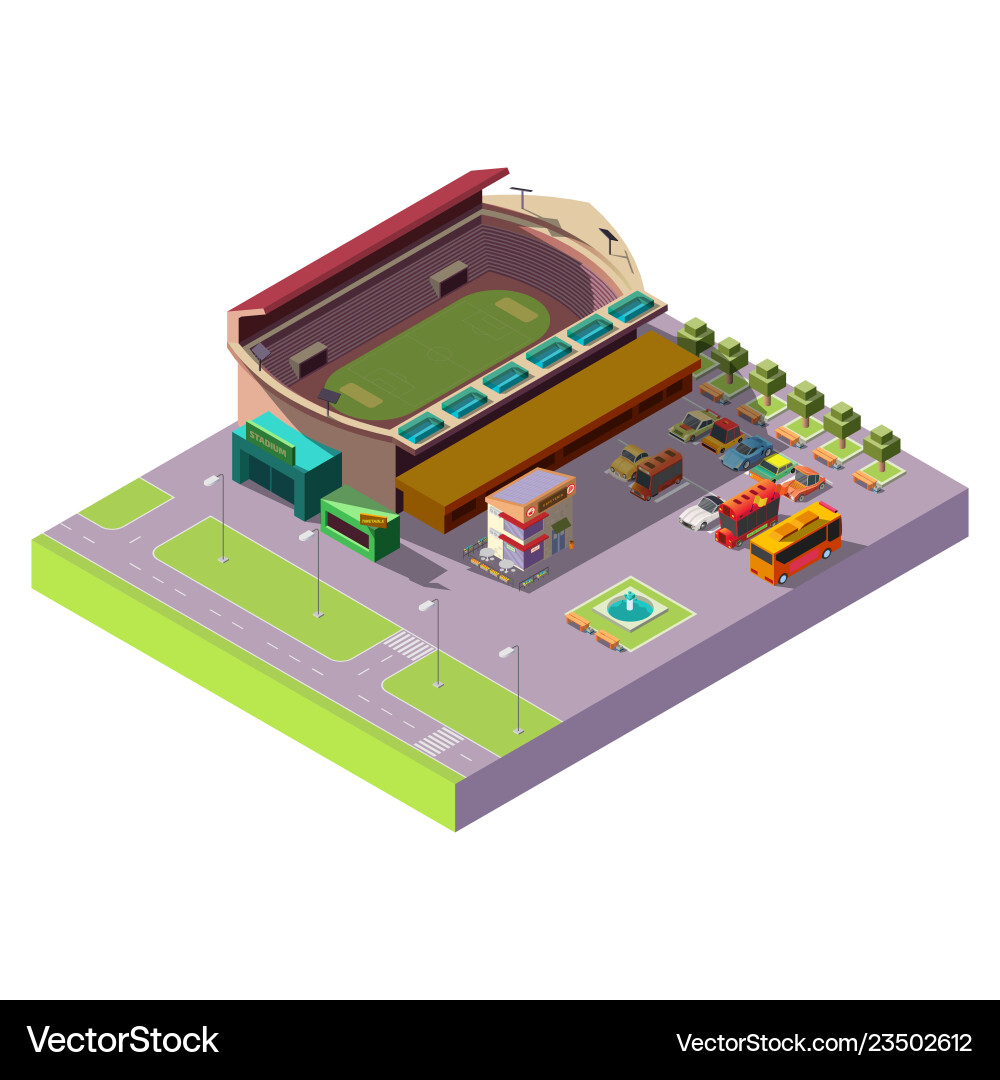 City public stadium 3d isometric icon Royalty Free Vector