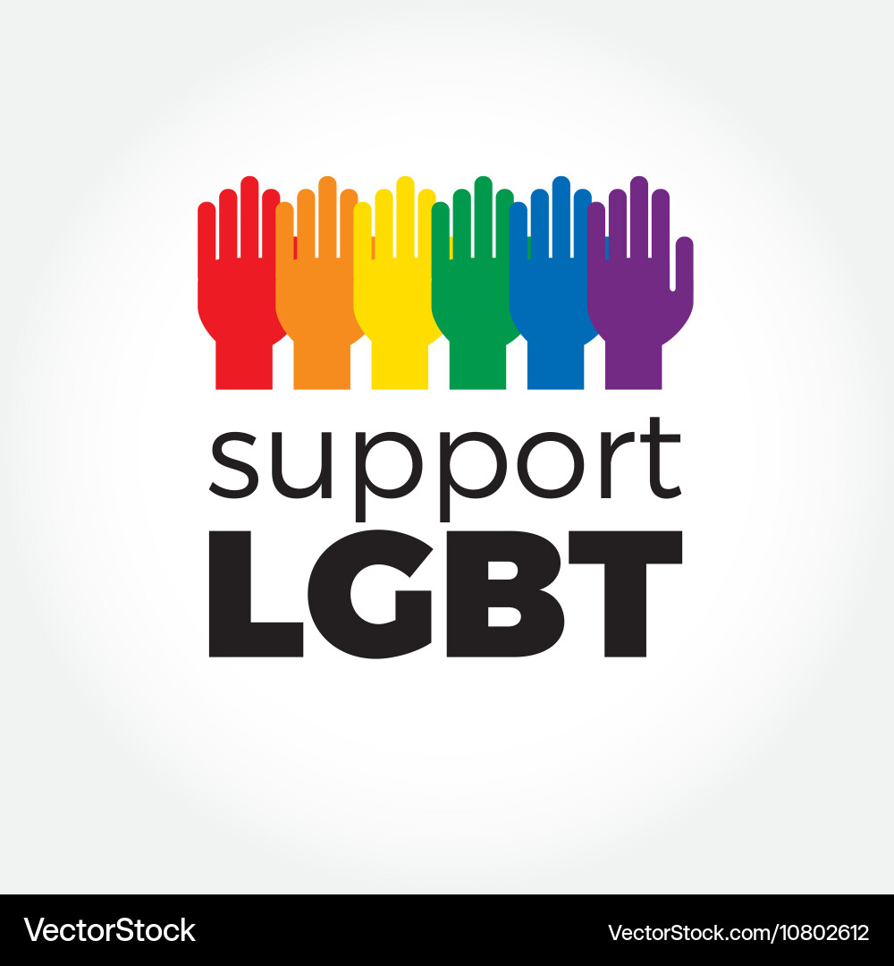 Colored hands lgbt support symbol with lettering Vector Image