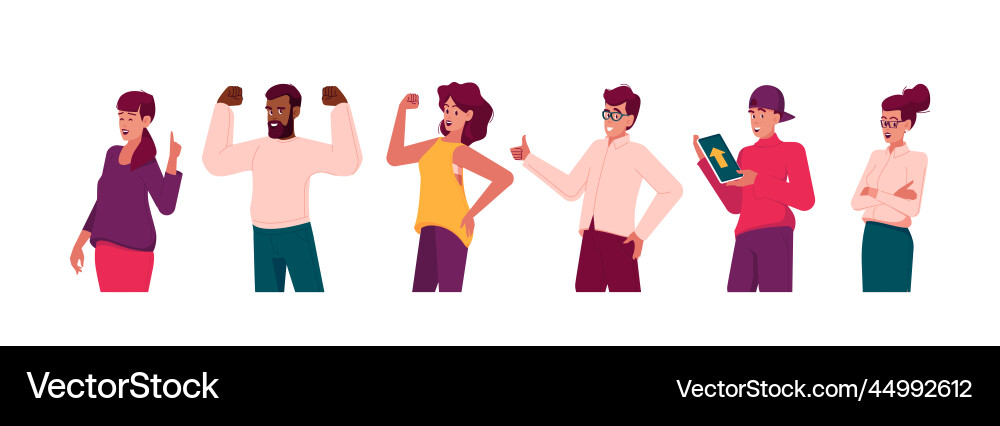 Confident people posing with positive emotions Vector Image