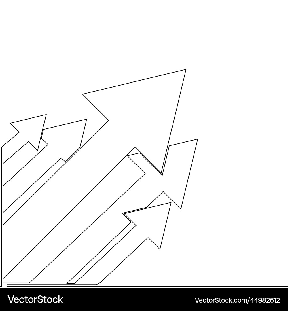 Continuous line drawing business arrow growth Vector Image
