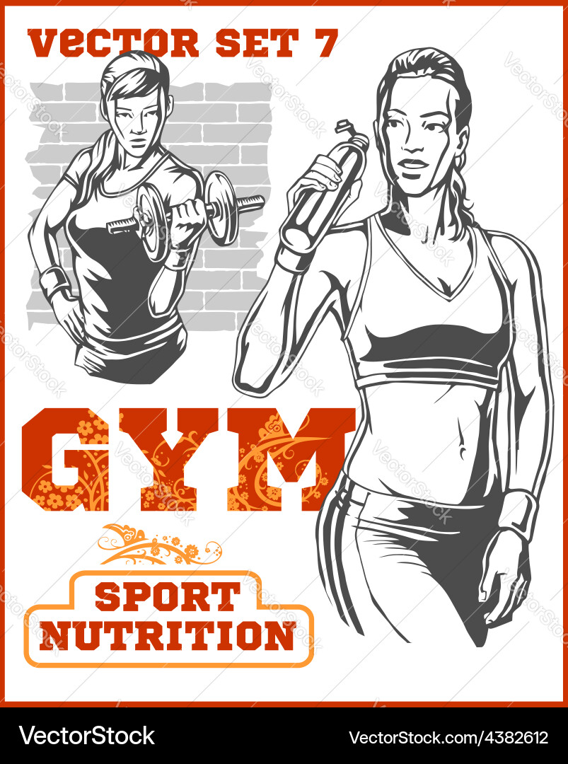 Fitness girls - set Royalty Free Vector Image - VectorStock
