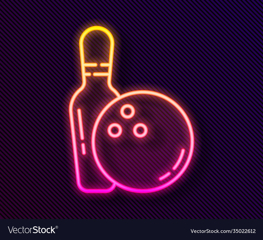 Glowing Neon Line Bowling Pin And Ball Icon Vector Image