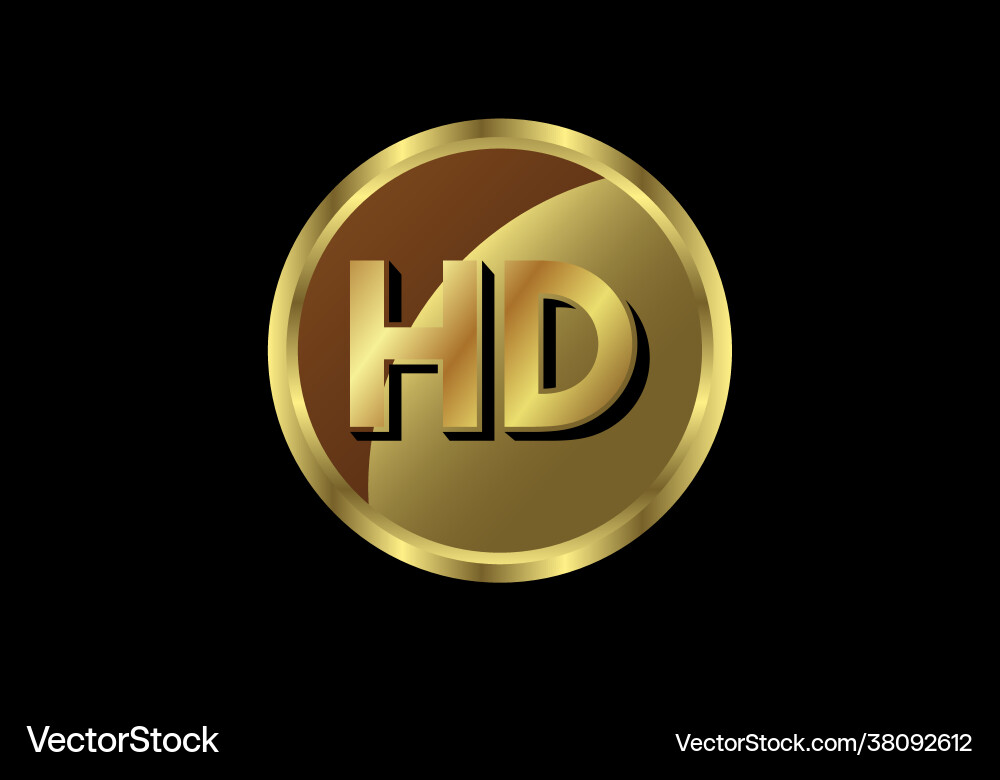 Golden hd video resolution icon logo high Vector Image