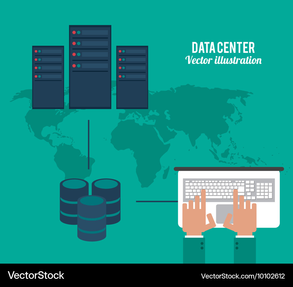 Laptop and map icon data center design Royalty Free Vector