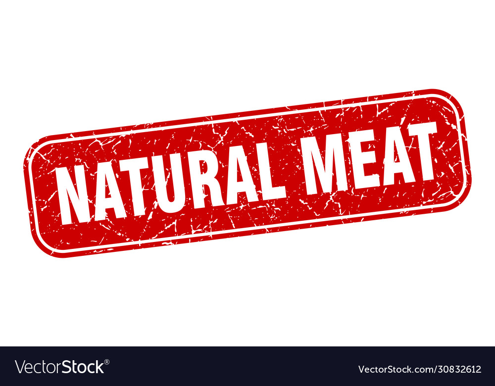 Natural meat stamp square grungy red Royalty Free Vector