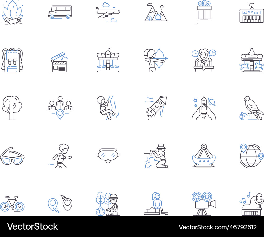 Serene repose line icons collection calm Vector Image