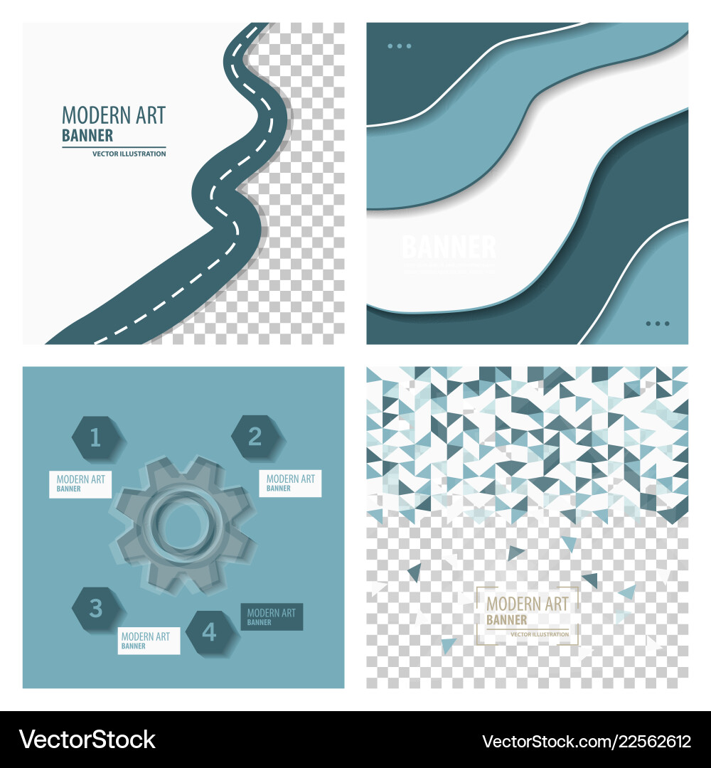 Set of modern art abstract banner square frame Vector Image