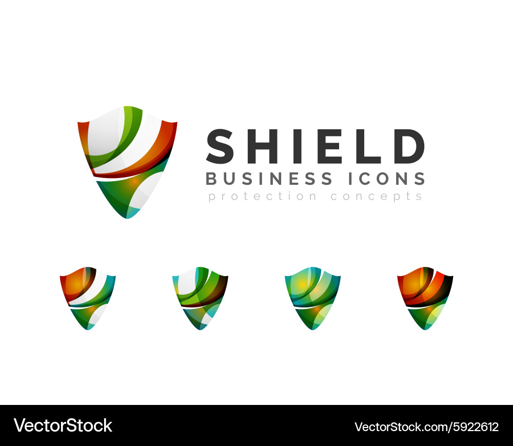 Set of protection shield logo concepts Royalty Free Vector