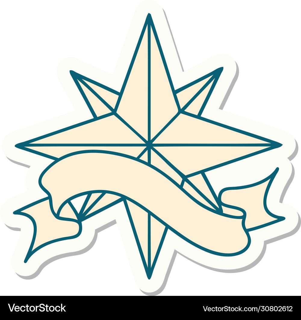 Tattoo sticker with banner a star Royalty Free Vector Image