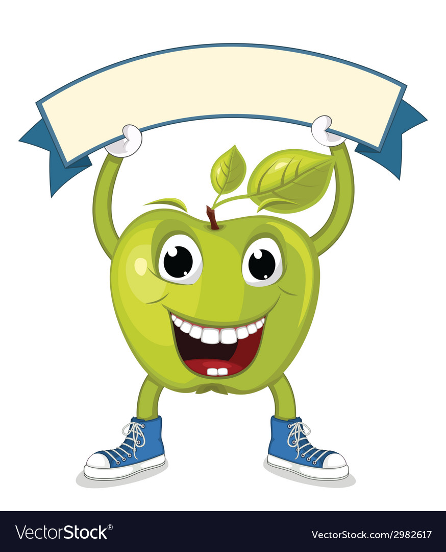 Apple with banner Royalty Free Vector Image - VectorStock