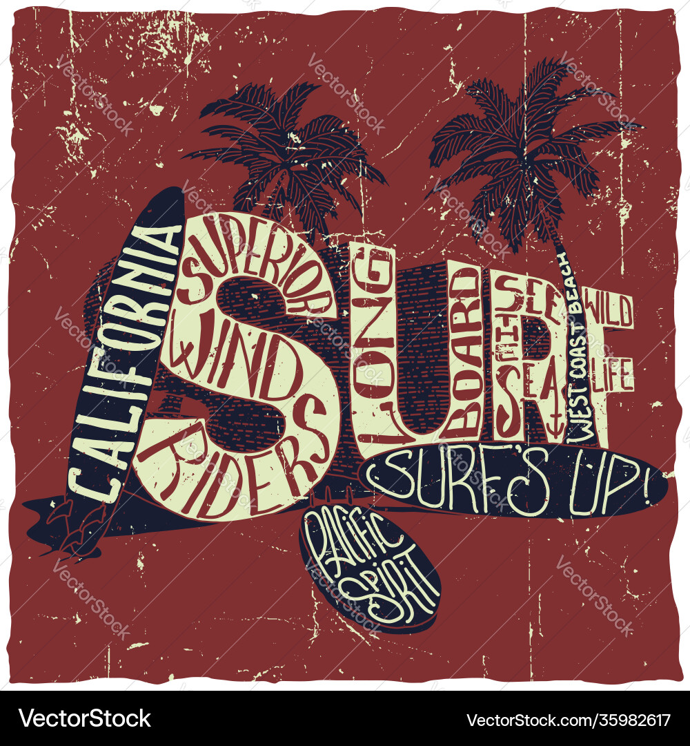 California surfing poster Royalty Free Vector Image