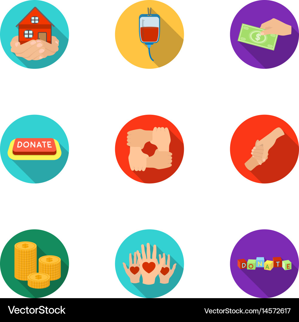 Charitable foundation icons on helping people Vector Image