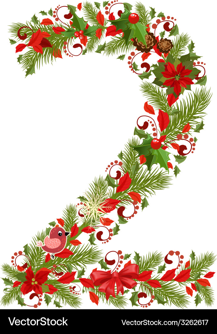 Christmas floral tree number 2 Royalty Free Vector Image