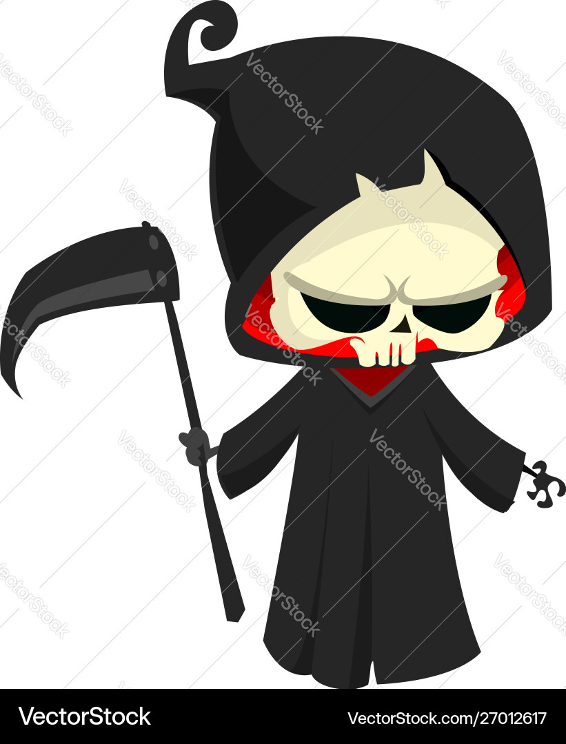 Cute cartoon grim reaper halloween Royalty Free Vector Image