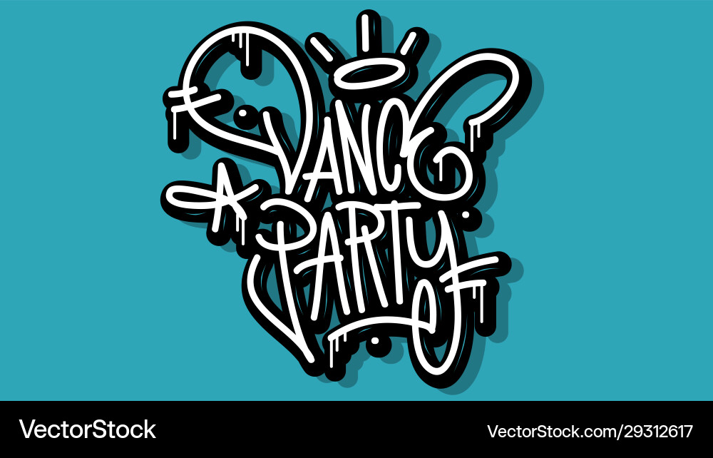 Dance party hand lettering calligraphic Royalty Free Vector