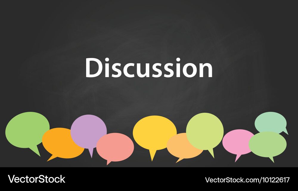 Discussion with blackboard and colorful discuss Vector Image