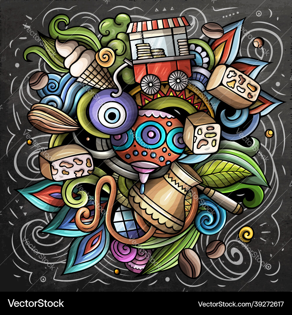 Istanbul cartoon doodle chalkboard Royalty Free Vector Image