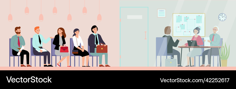 Job interview in office young man and interviewer Vector Image