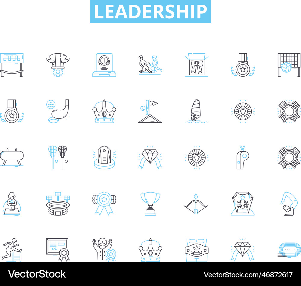 Leadership linear icons set vision empowerment Vector Image