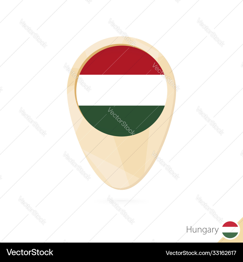 Map Pointer With Flag Hungary Orange Abstract Vector Image