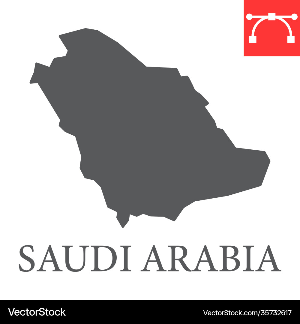 Map saudi arabia glyph icon country Royalty Free Vector
