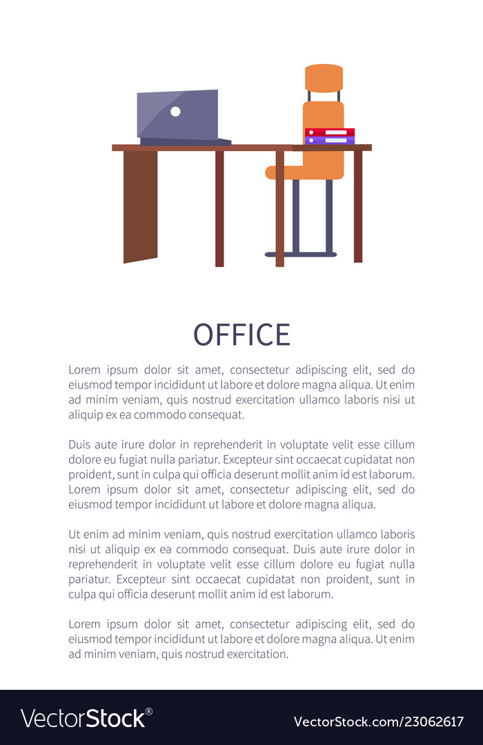 Office workplace design table computer and chair Vector Image