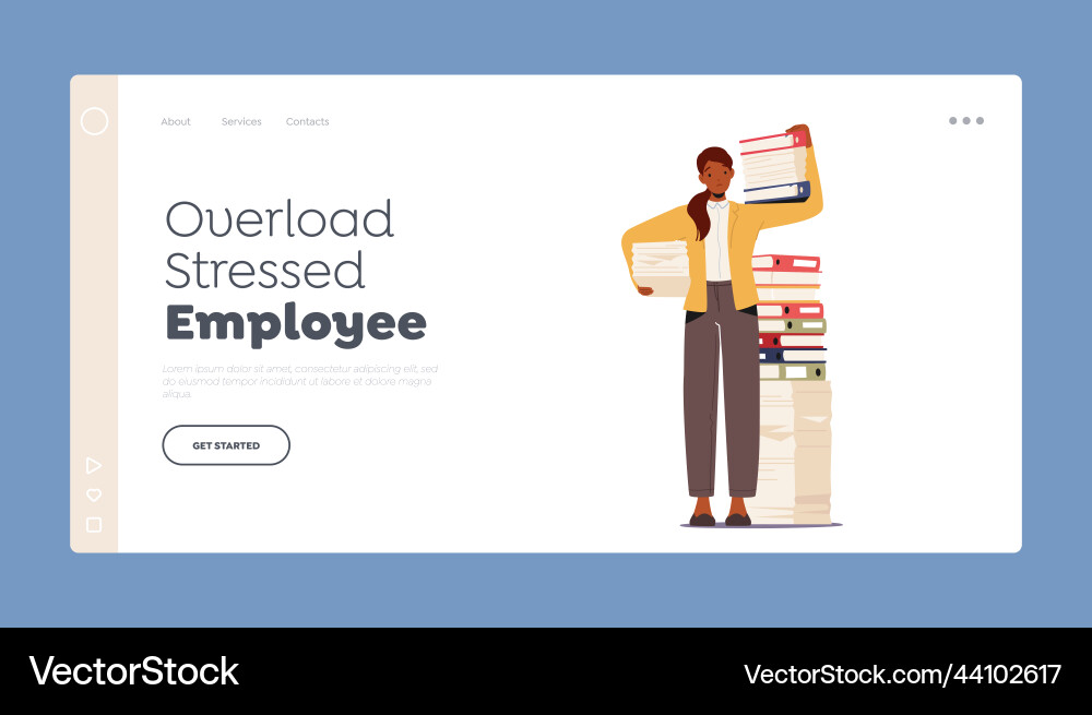 Overload stressed employee landing page template Vector Image