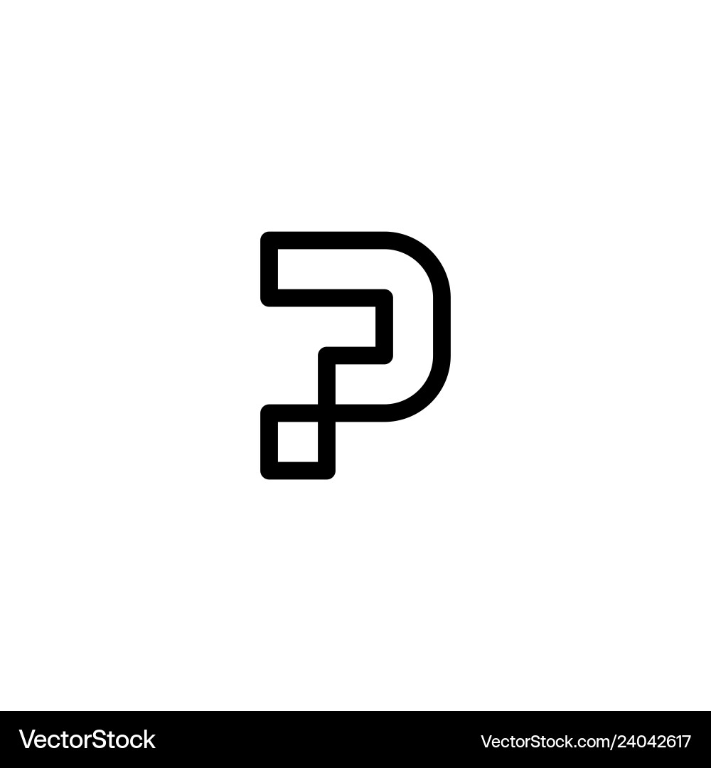 P letter logo initial line art outline monoline Vector Image