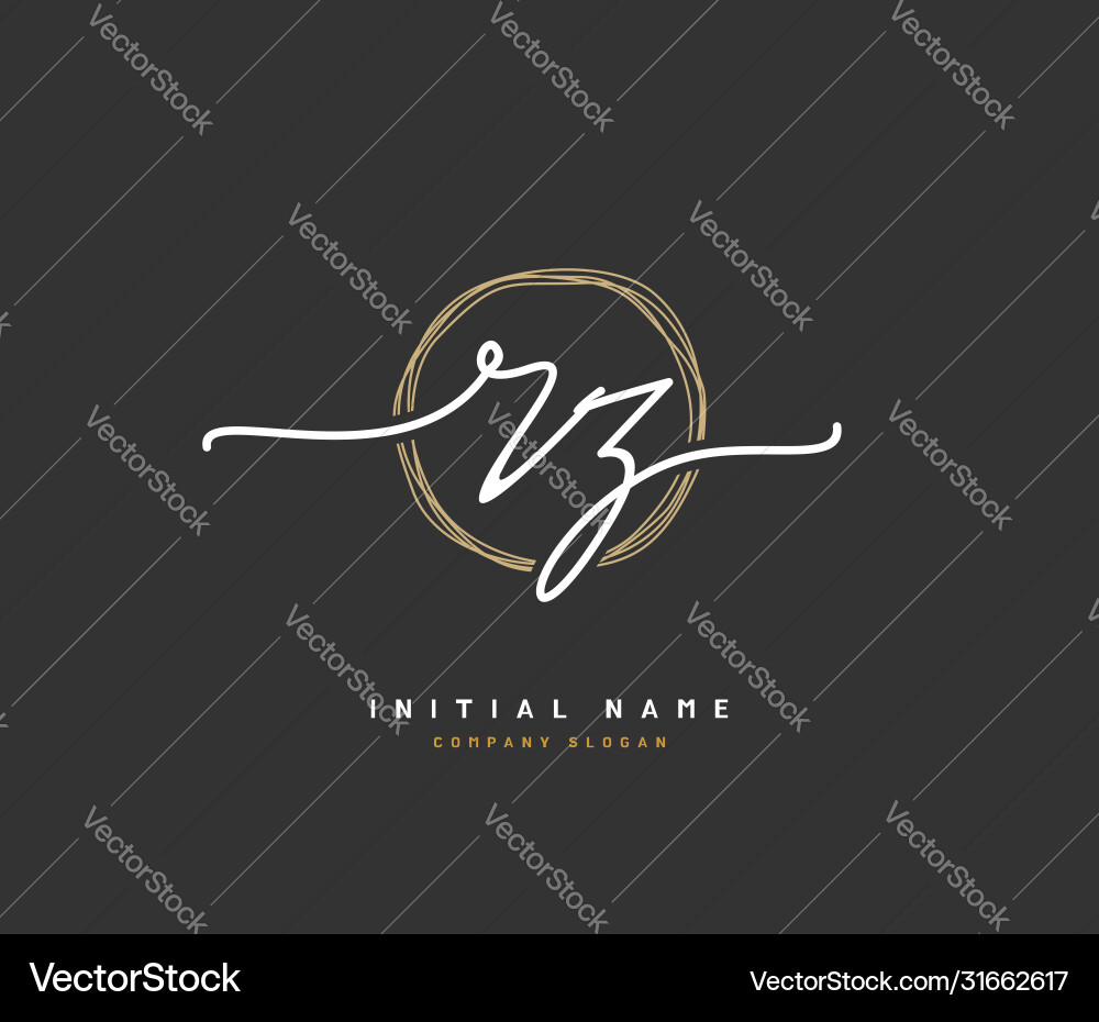 R z rz beauty initial logo handwriting Royalty Free Vector