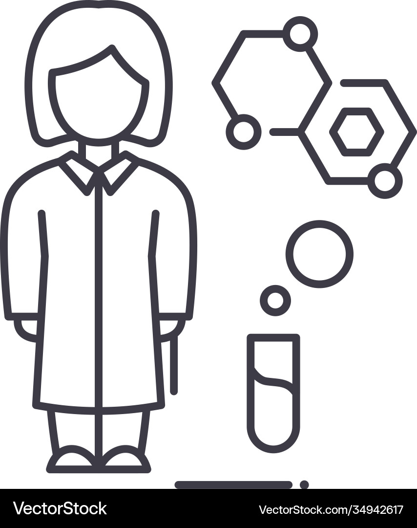 Scientist woman icon linear isolated Royalty Free Vector