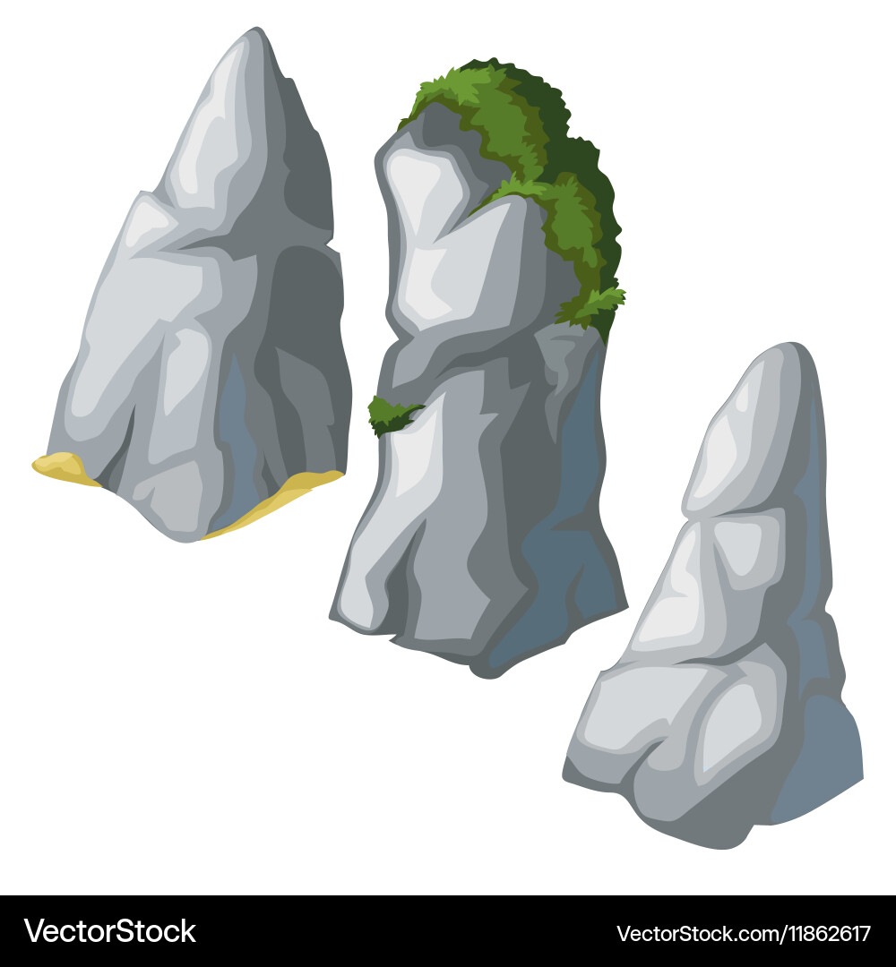 Set of grey rocks on a white background Royalty Free Vector