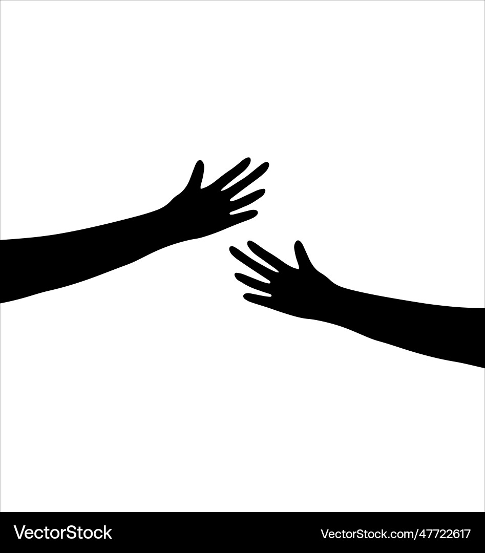 Silhouette of hugging hands Royalty Free Vector Image