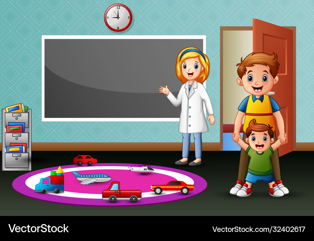 Teacher and parents students in class Royalty Free Vector