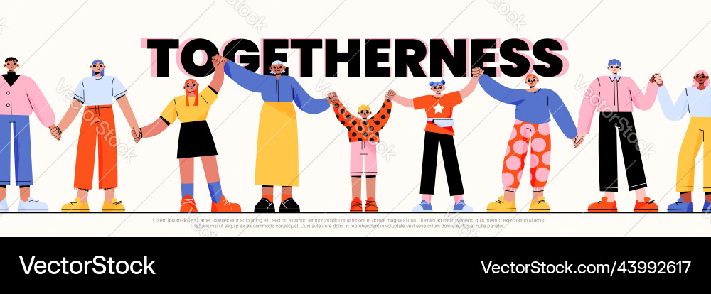 Togetherness banner with people holding hands Vector Image