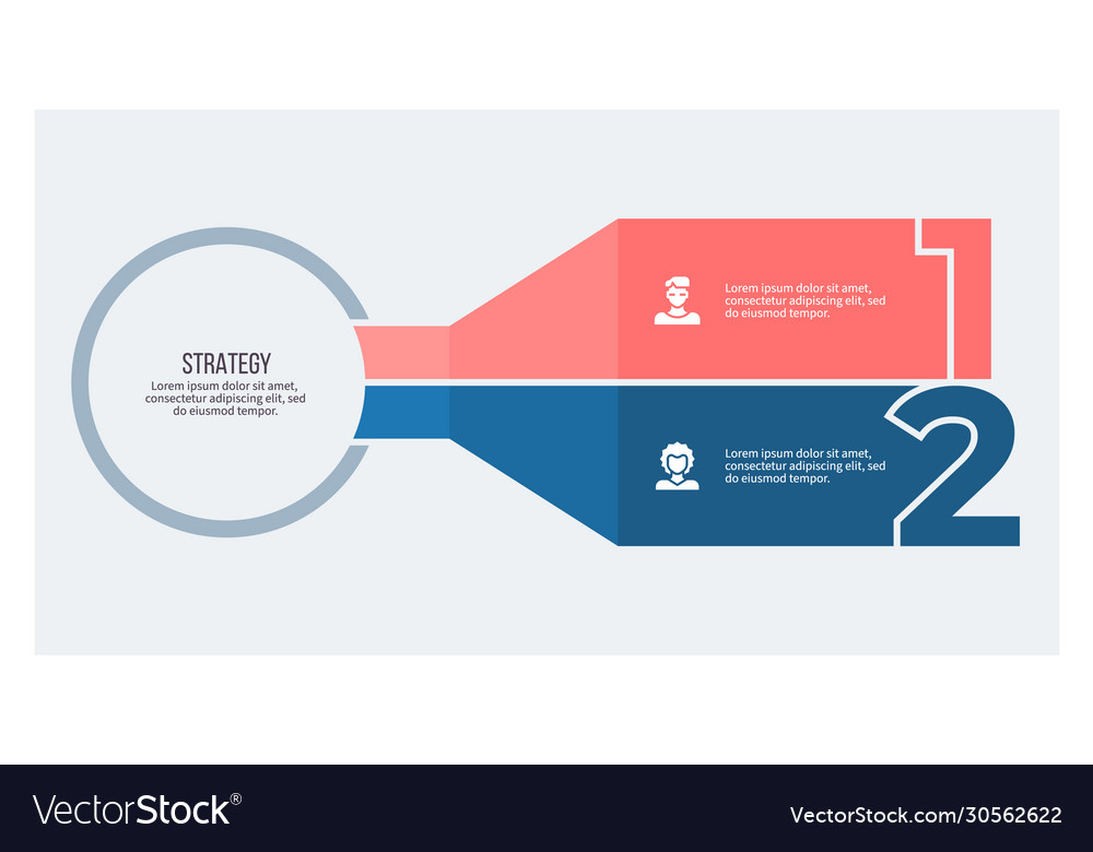 Business infographic banner with 2 steps options Vector Image
