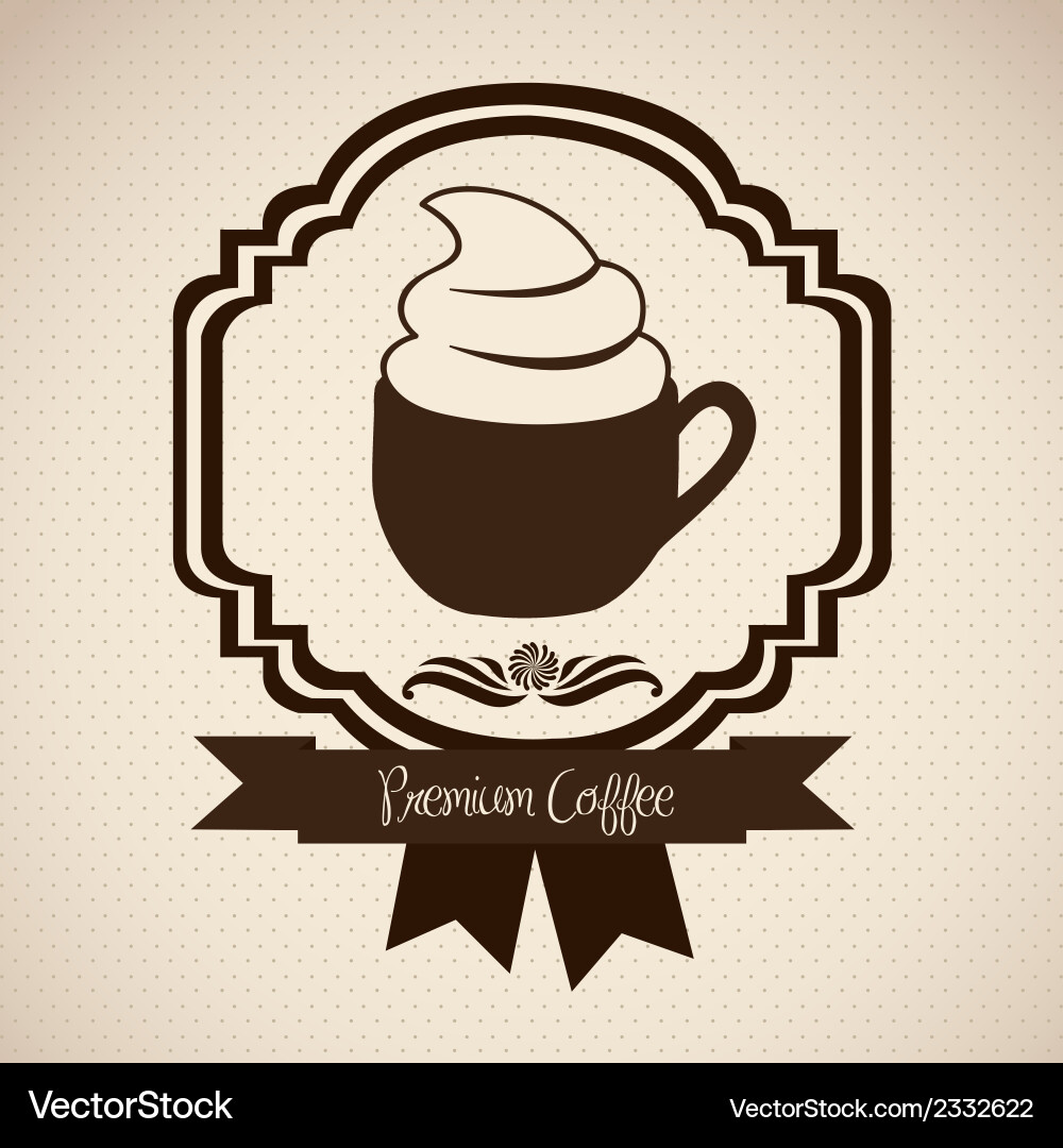 Coffee icon in label isolated on beige background Vector Image