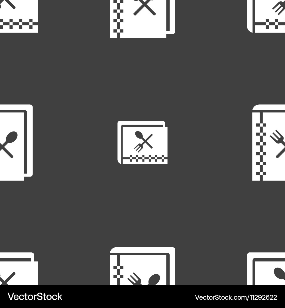 Cook book icon sign seamless pattern on a gray Vector Image