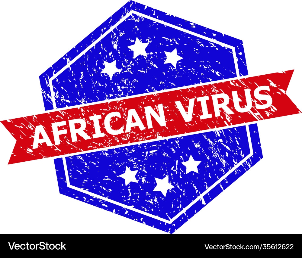 Hexagon bicolor african virus rubber stamp Vector Image