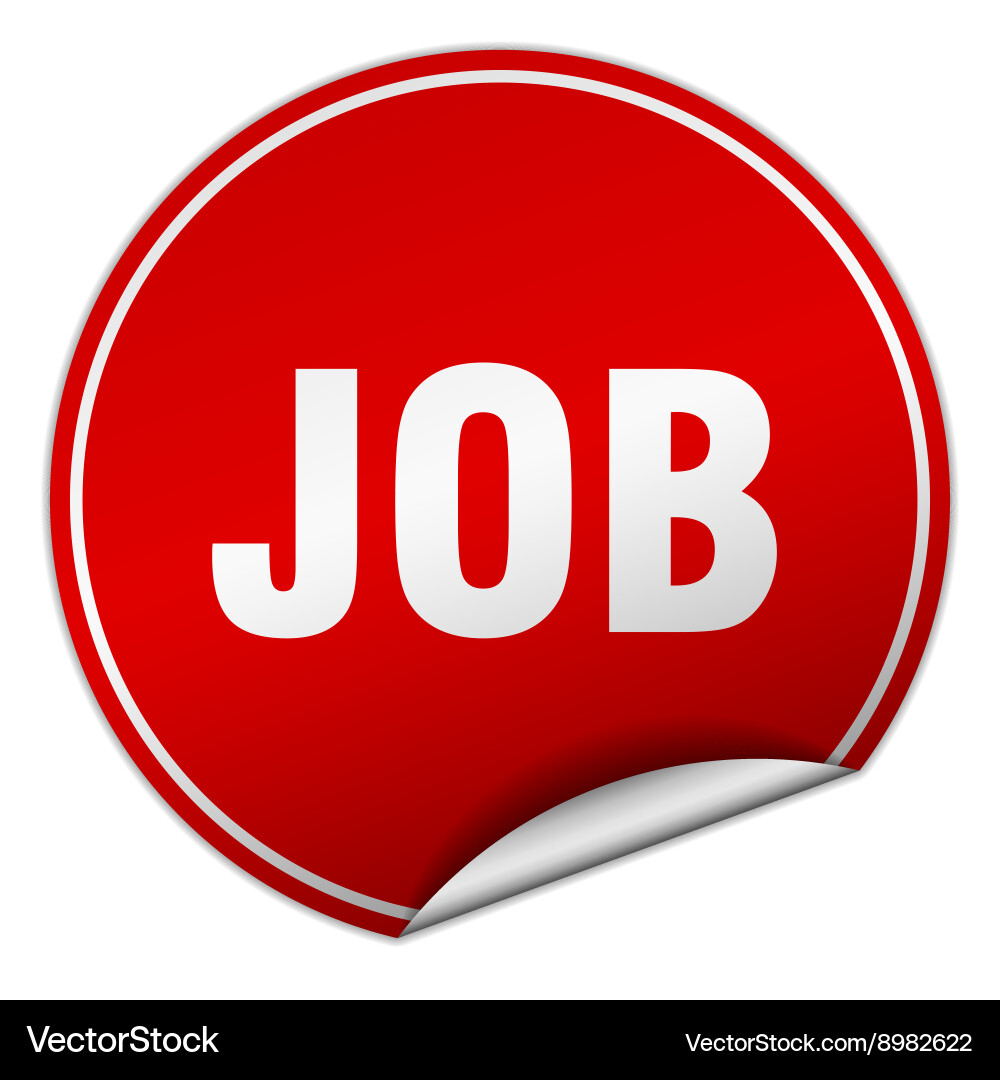 Job round red sticker isolated on white Royalty Free Vector