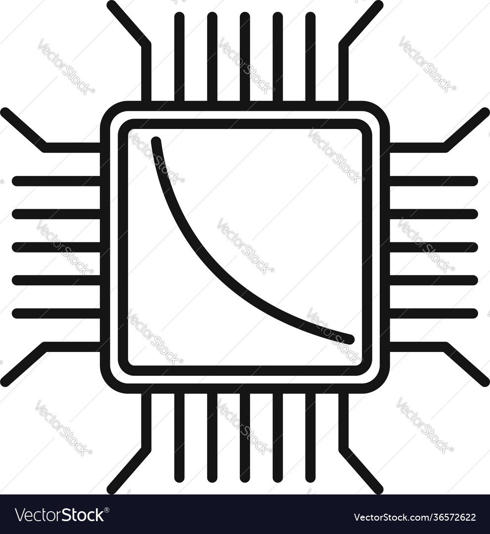 Nanotechnology Pc Microchip Icon Outline Style Vector Image