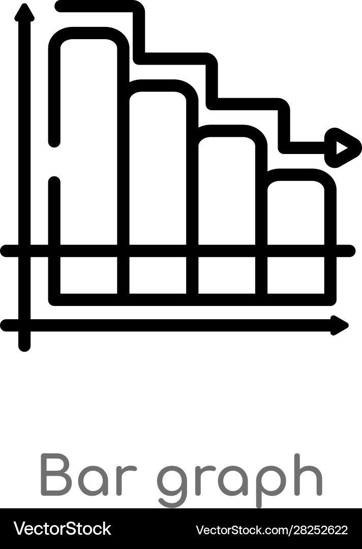 Outline bar graph icon isolated black simple line Vector Image