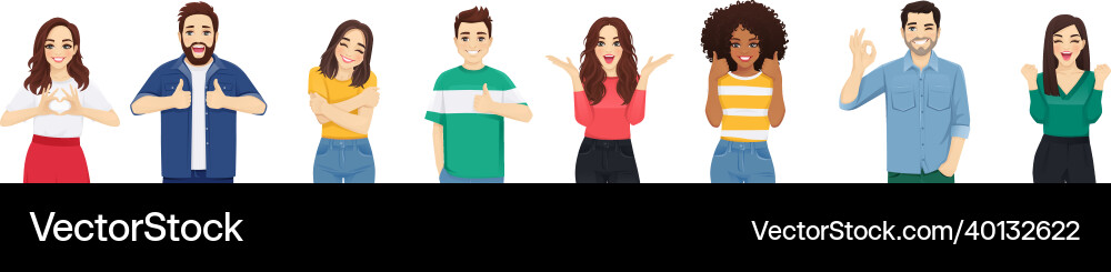 People showing positive emotions Royalty Free Vector Image