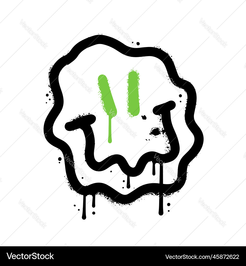 Retro distorted melting smiley emoji print Vector Image