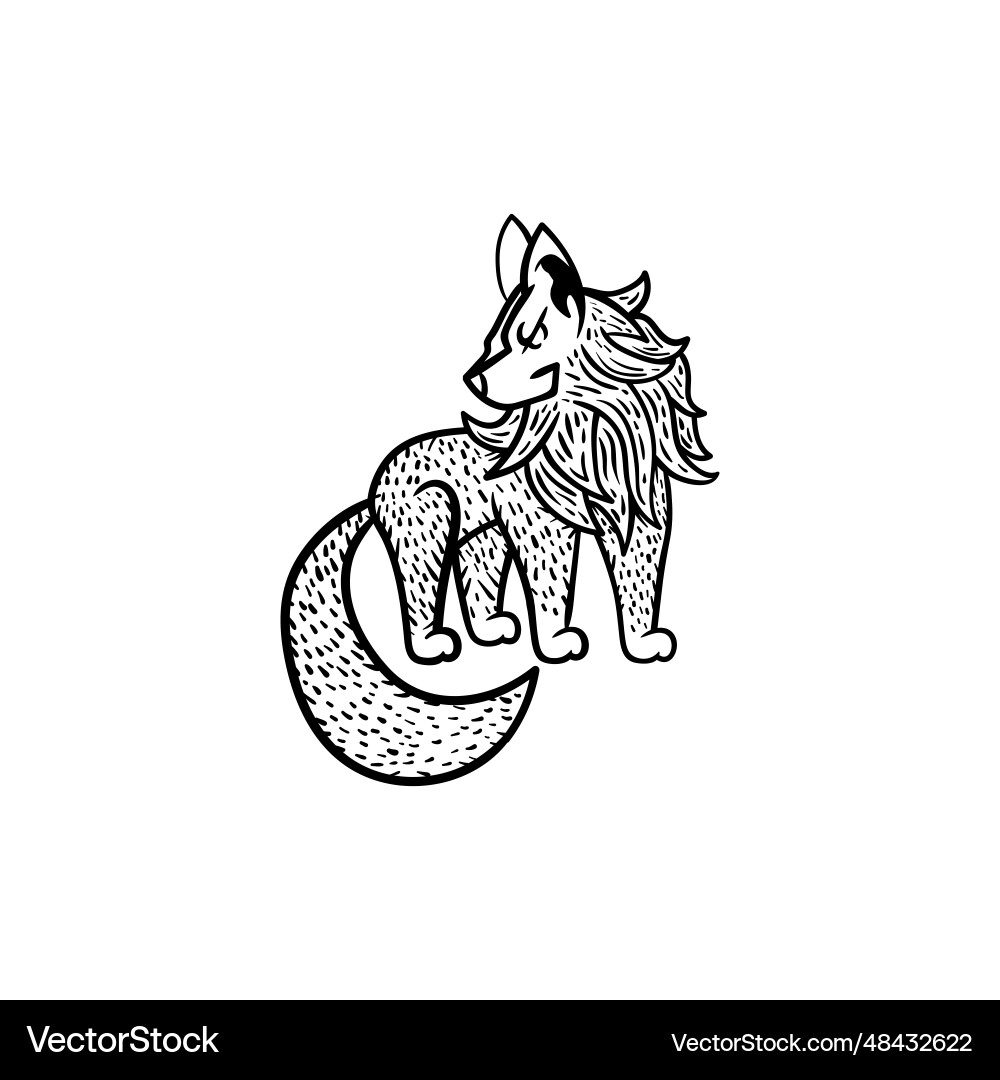 Retro vintage wild wolf logo design template Vector Image